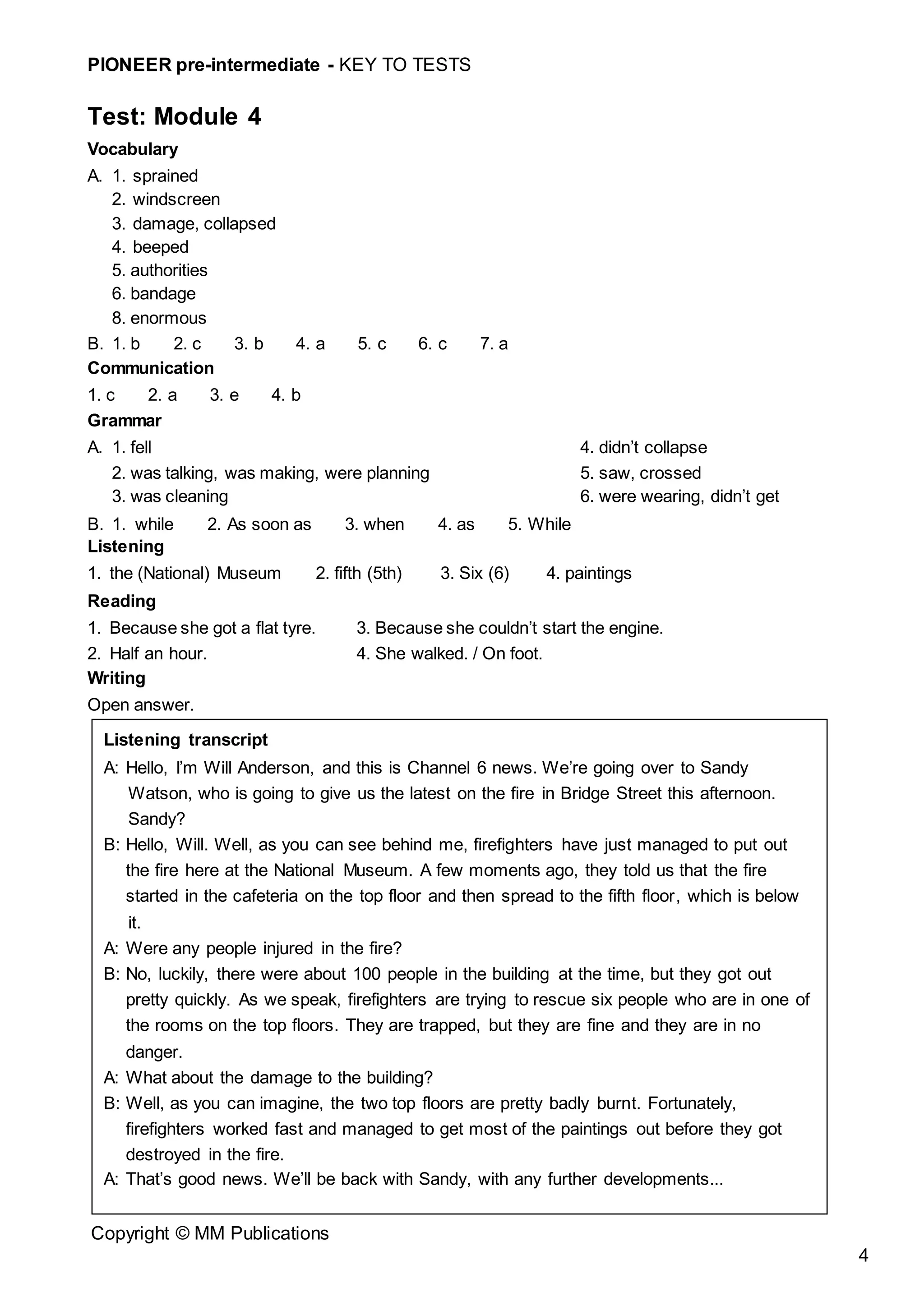 Pioneer pre intermediate-key_totests | DOC