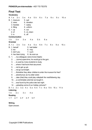 Pioneer pre intermediate-key_totests | DOC