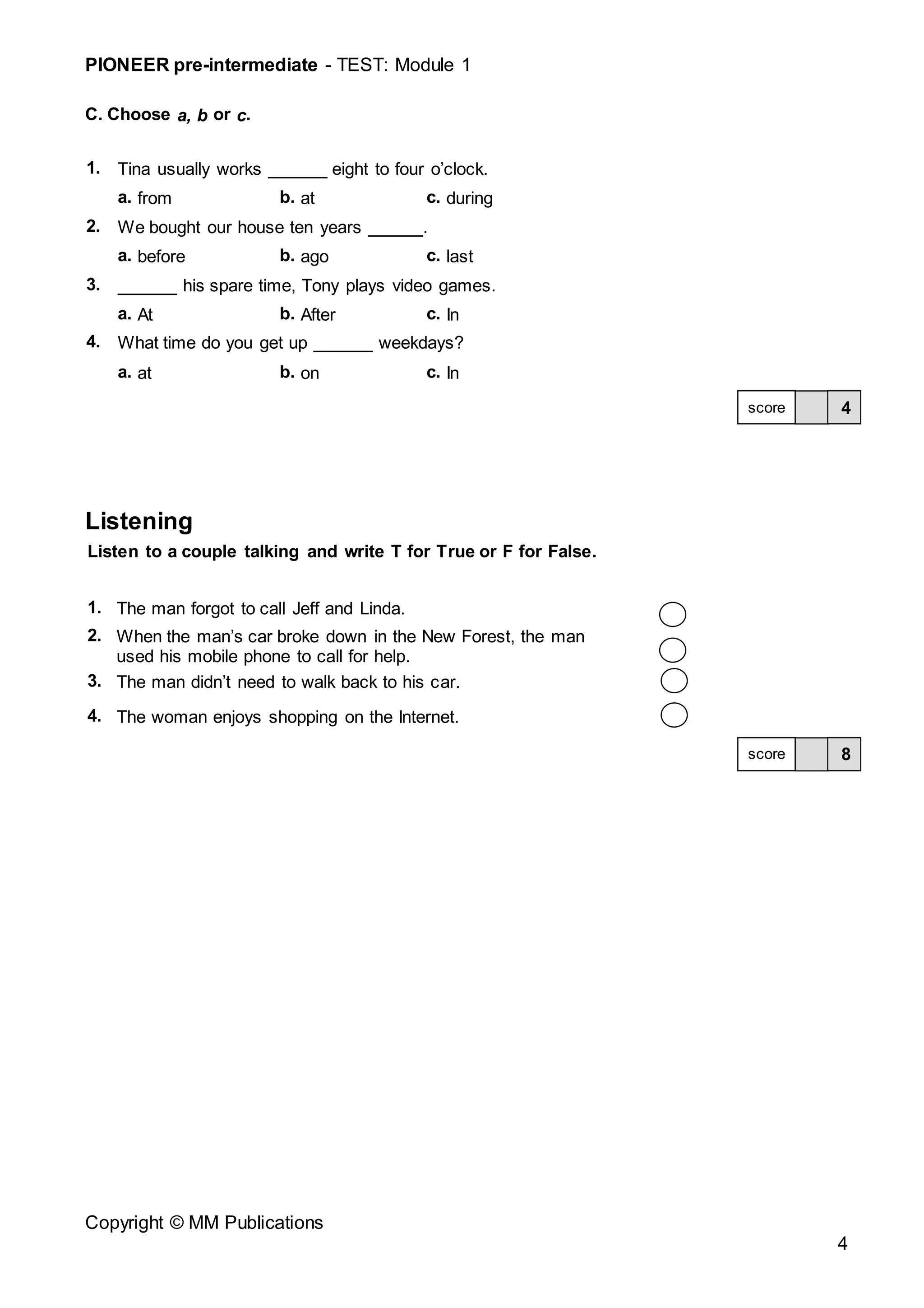 Pioneer pre intermediate-tests_module_1 | DOC