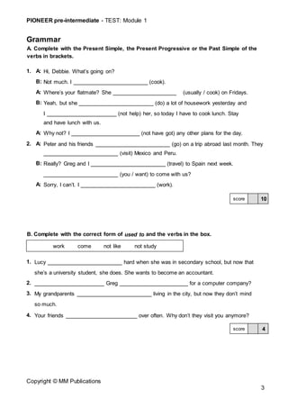 Pioneer pre intermediate-tests_module_1 | DOC