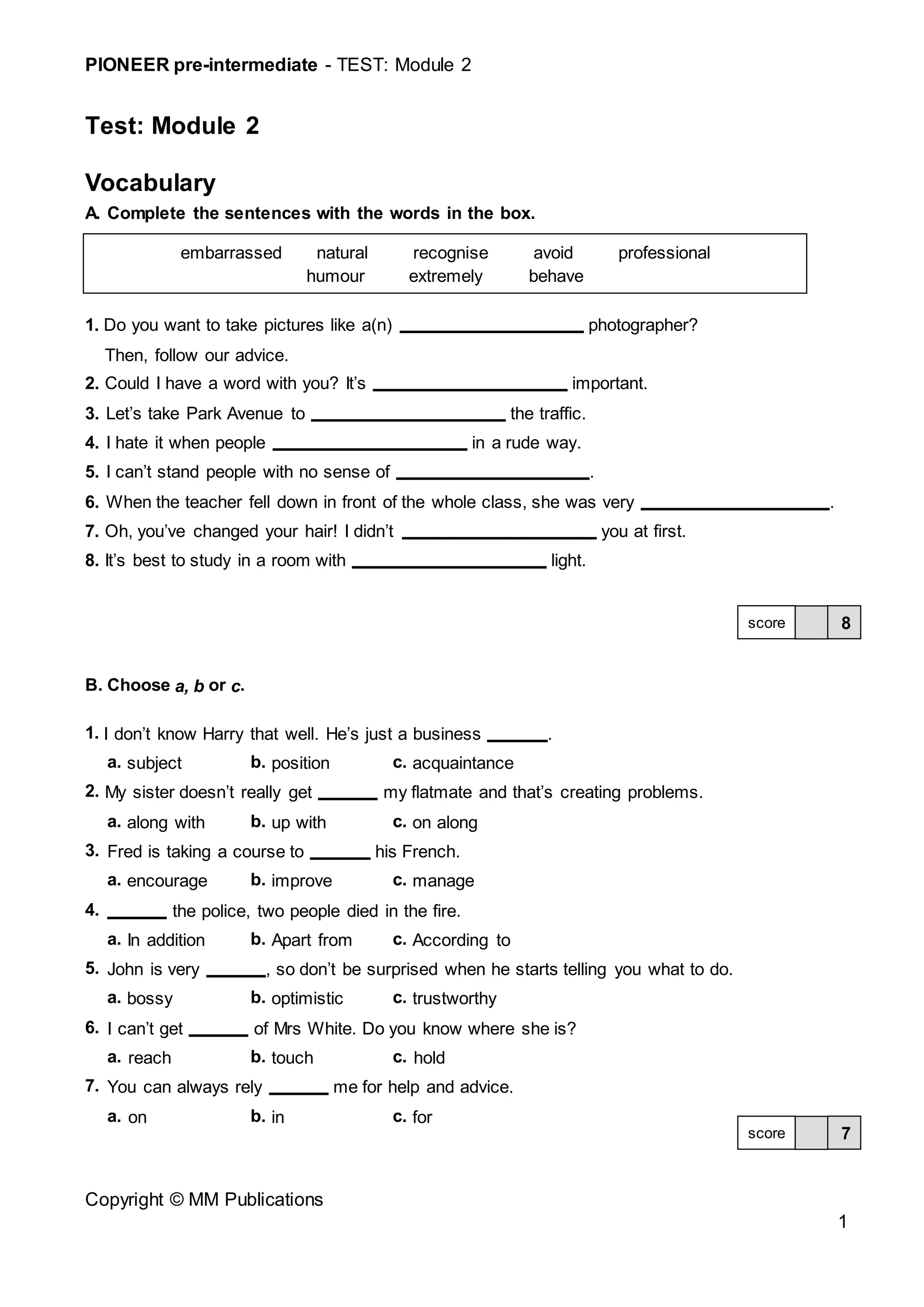 Pioneer pre intermediate-tests_module_2 | DOC