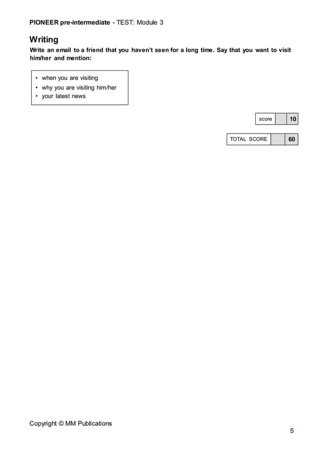 Pioneer pre intermediate-tests_module_3 | DOC | Dining Out | Food & Drink