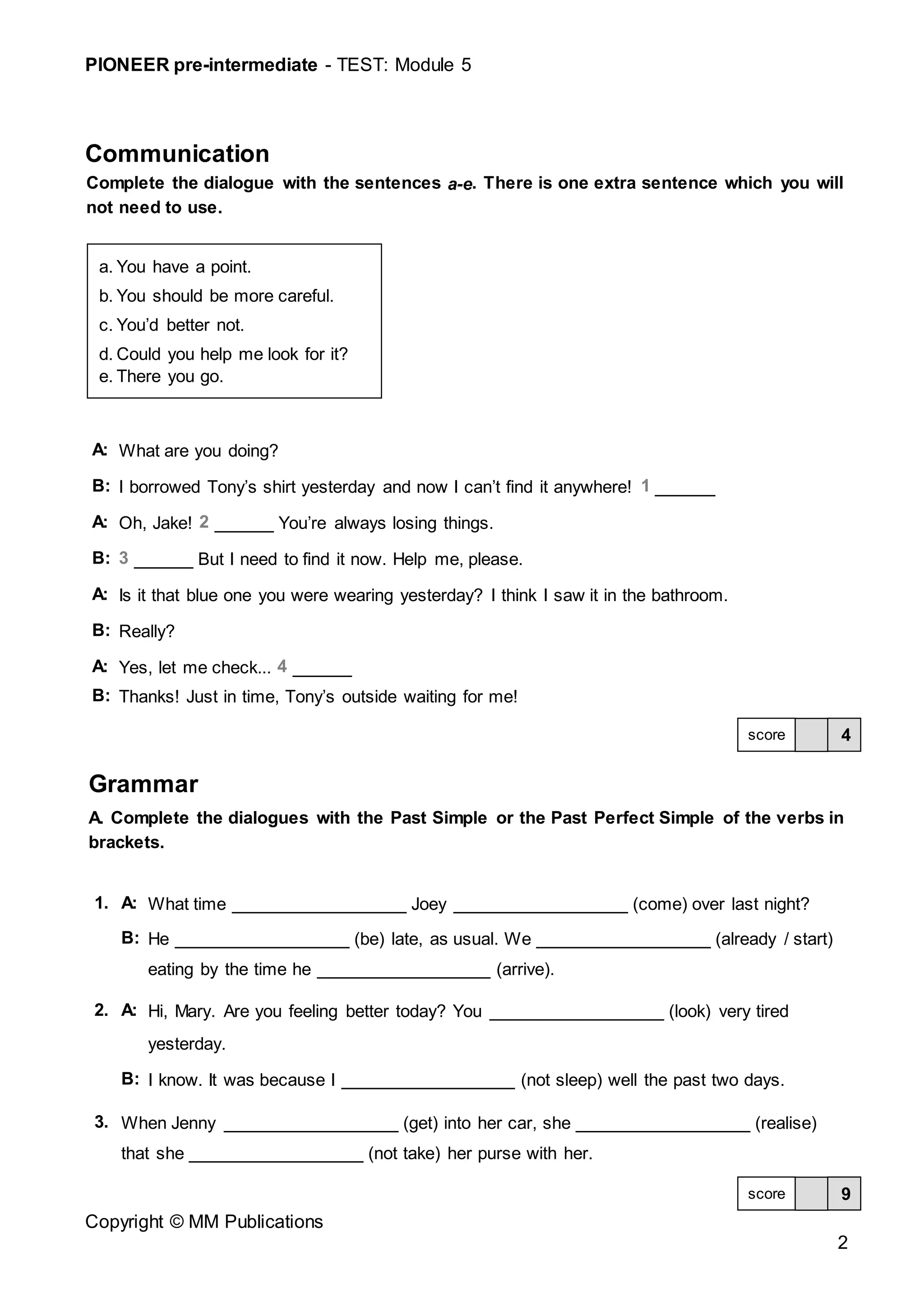 Pioneer pre intermediate-tests_module_5 | DOC