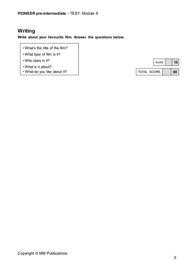 Pioneer pre intermediate-tests_module_8 | DOC | Movies | Entertainment
