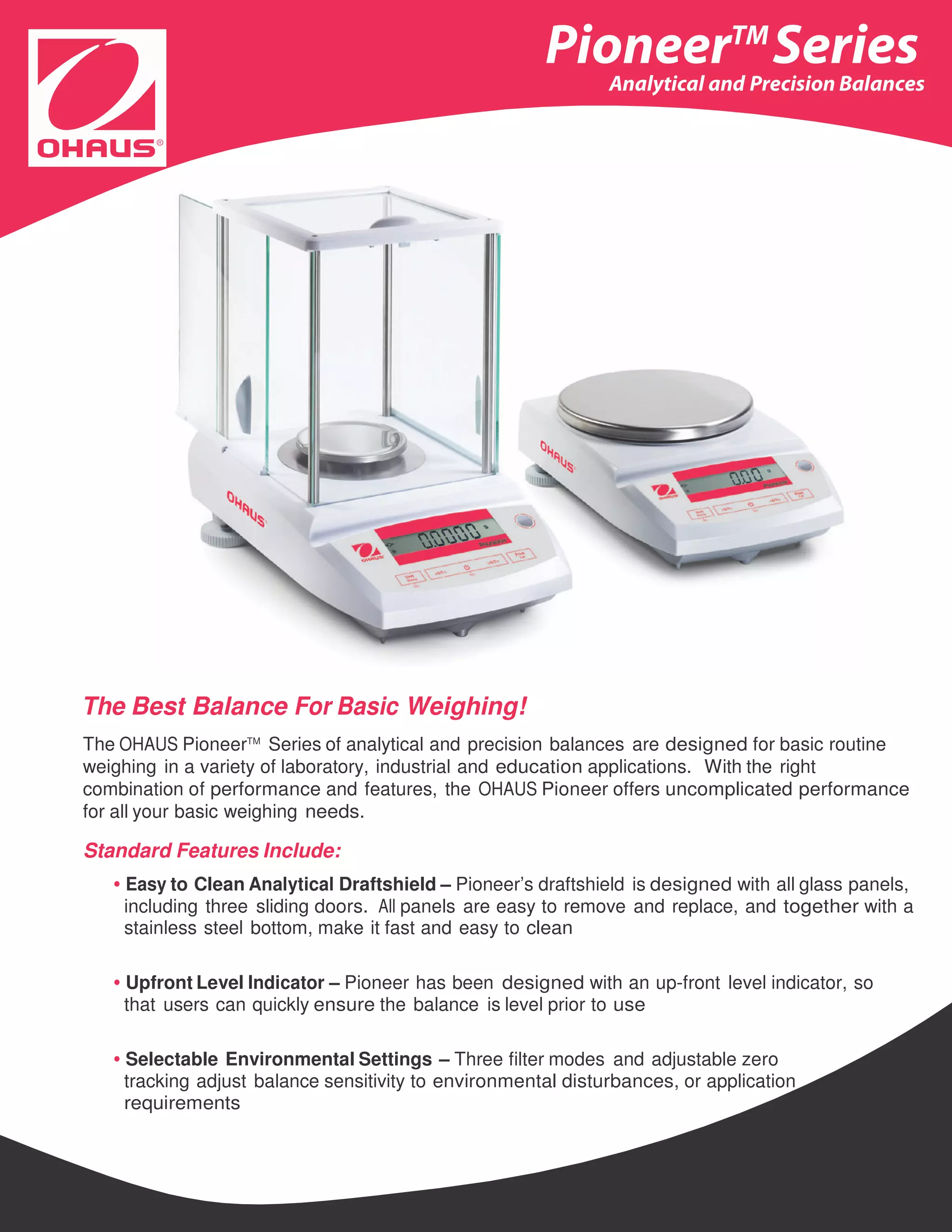 Pioneer series analytical and precision balances data sheet | PDF