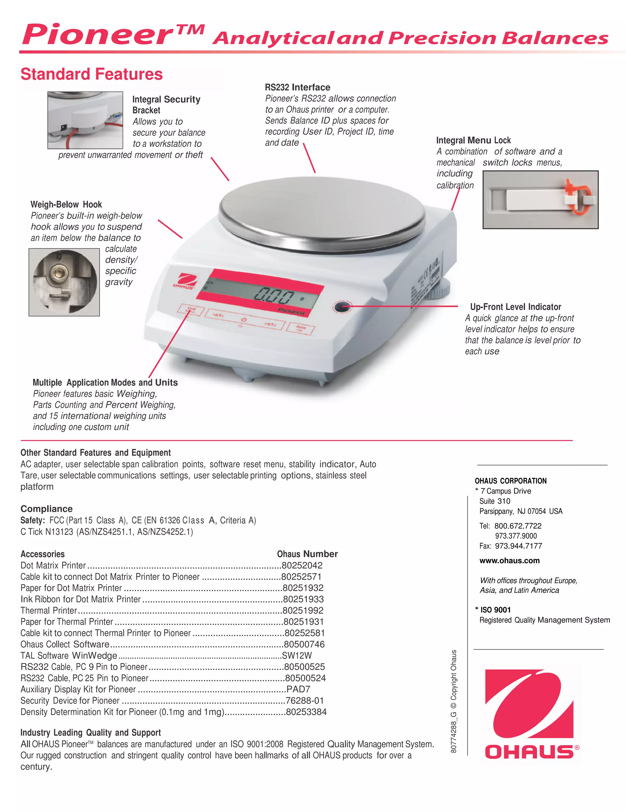 Pioneer series analytical and precision balances data sheet | PDF