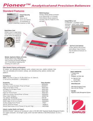 Pioneer series analytical and precision balances data sheet | PDF