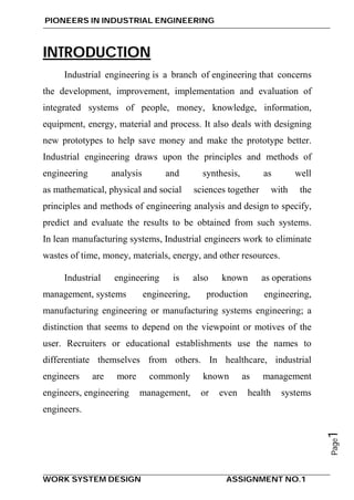 Pioneers In Industrial Engineering | PDF