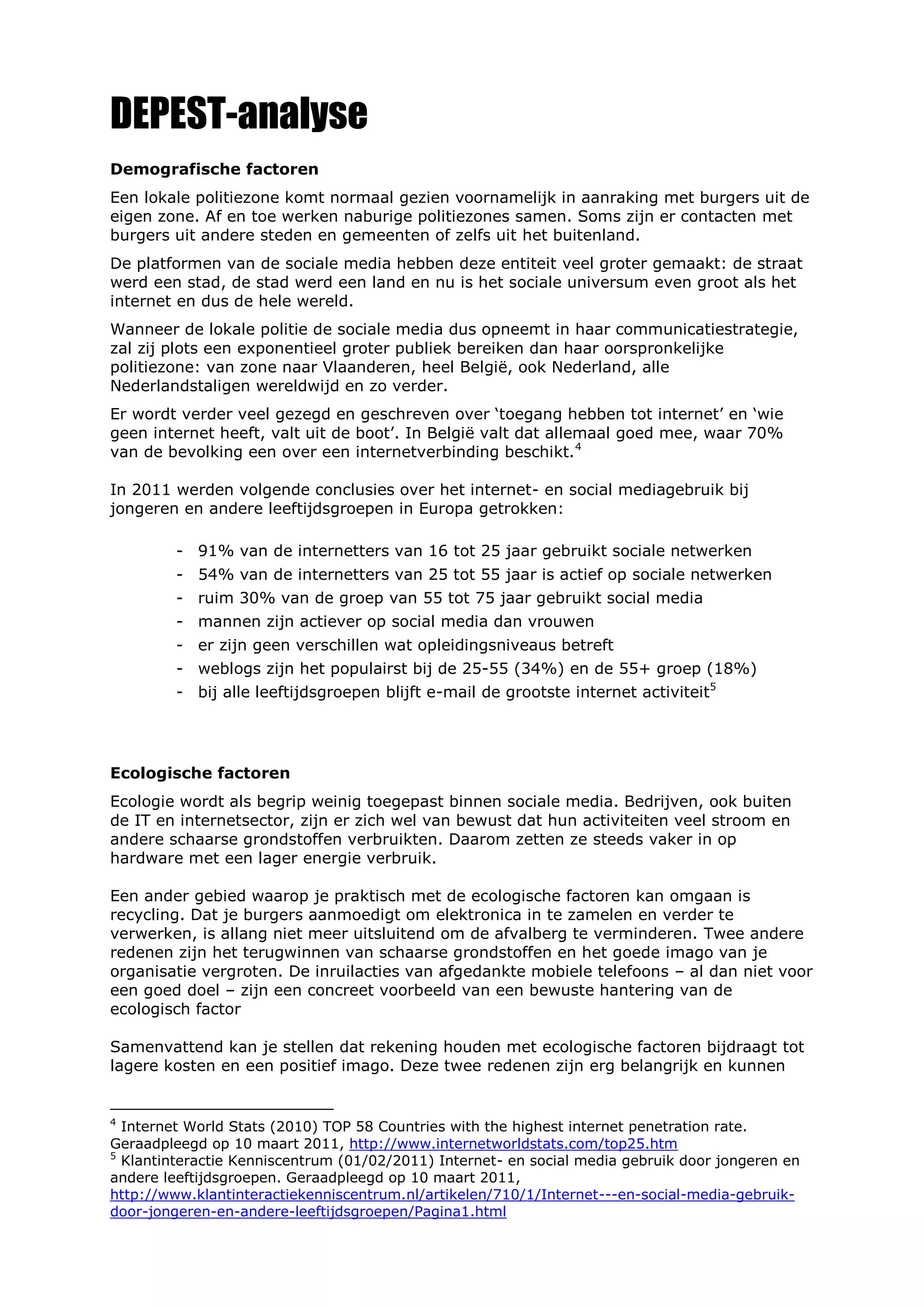 Pioniers swot analyse sociale media Politie Gent | PDF