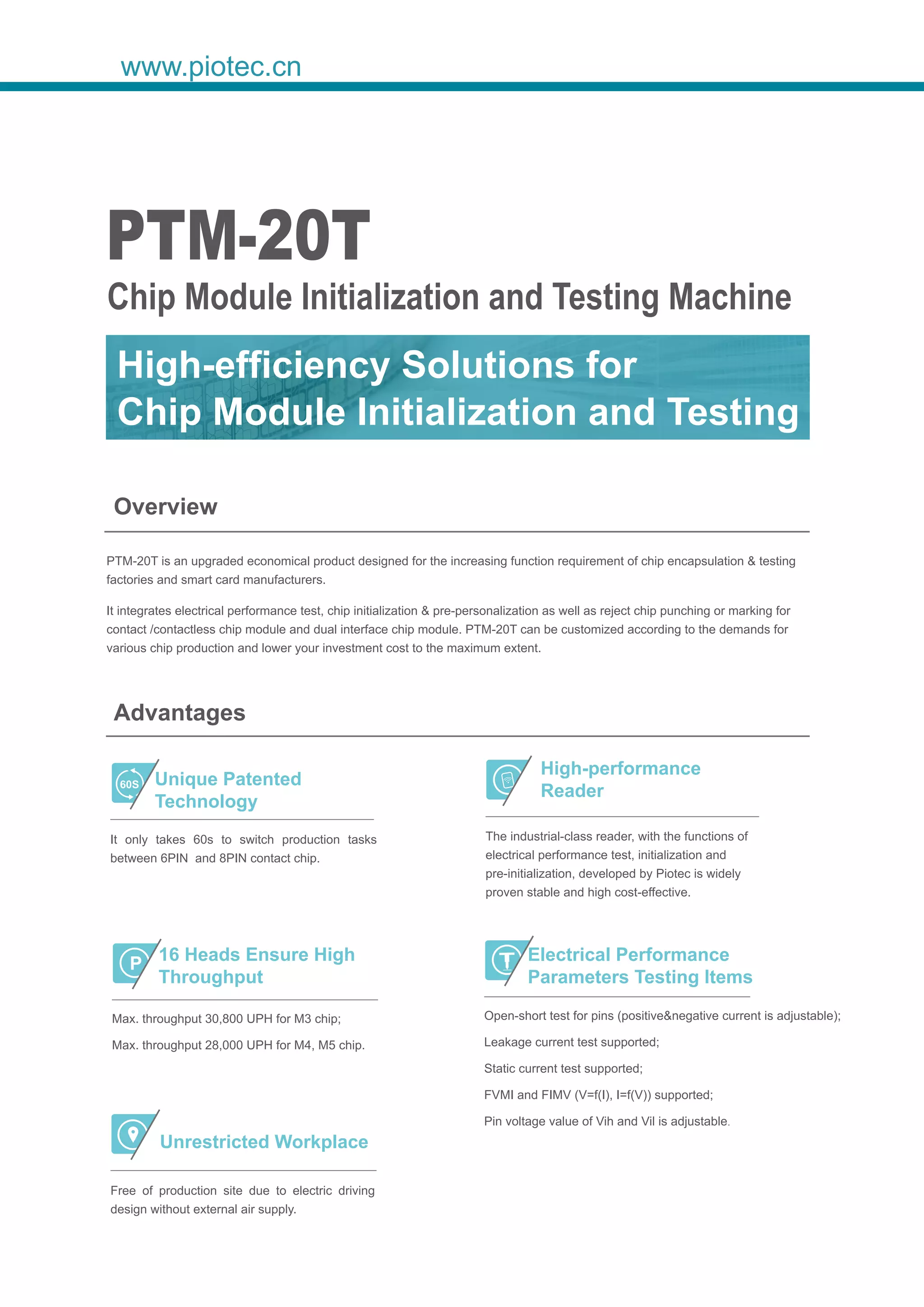Chip Module Initializaiton and Testing Machine PTM-20T | PDF