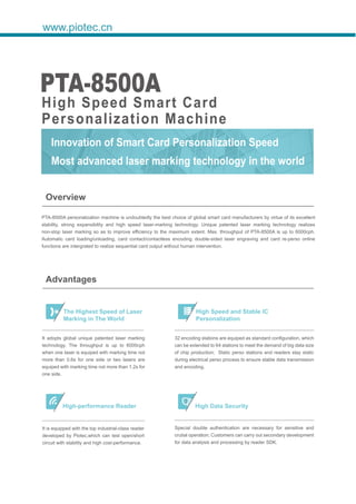 High Speed Smart Card Personalization Machine PTA-8500A | PDF