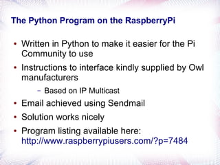 RaspberryPi Owl Intuition Electricity Project | ODP