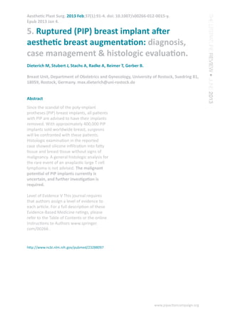 P.I.P. Breast Implants The Literature Review June 2013 | PDF