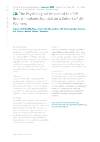 P.I.P. Breast Implants The Literature Review June 2013 | PDF