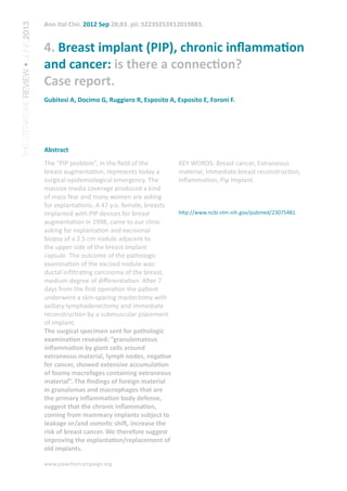 P.I.P. Breast Implants The Literature Review June 2013 | PDF
