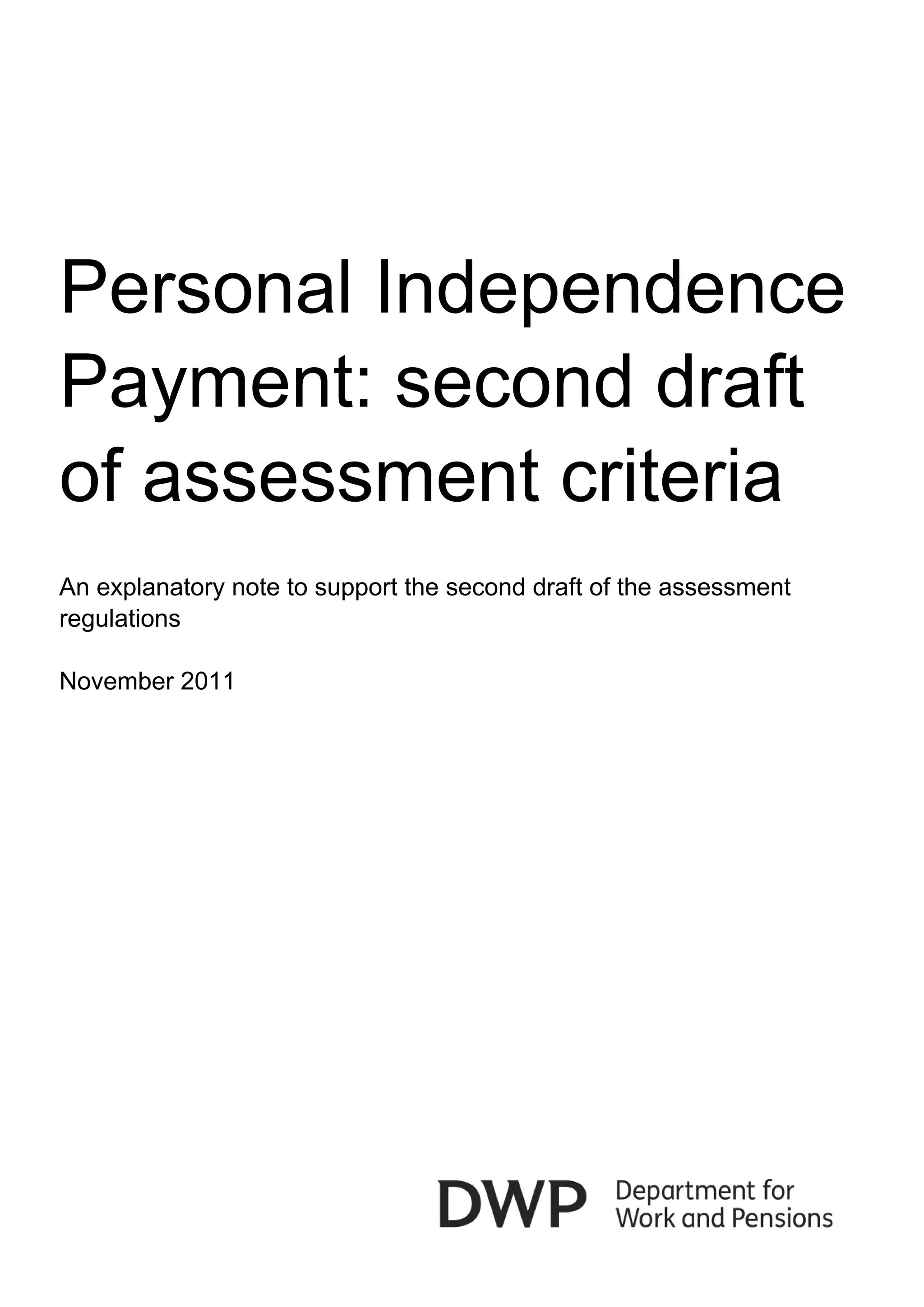 PIP second draft assessment criteria (explanatory note) | PDF