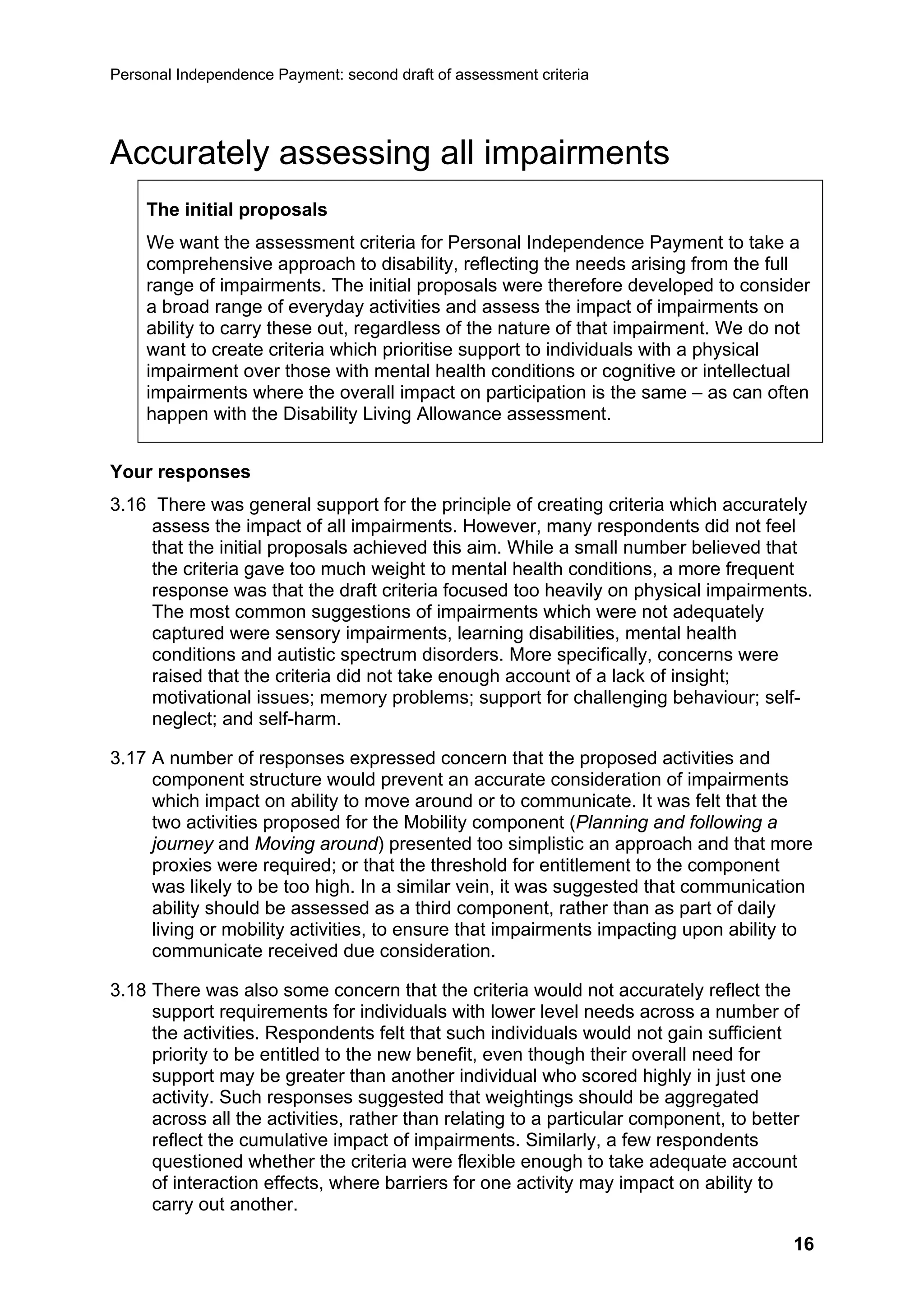 PIP second draft assessment criteria (explanatory note) | PDF