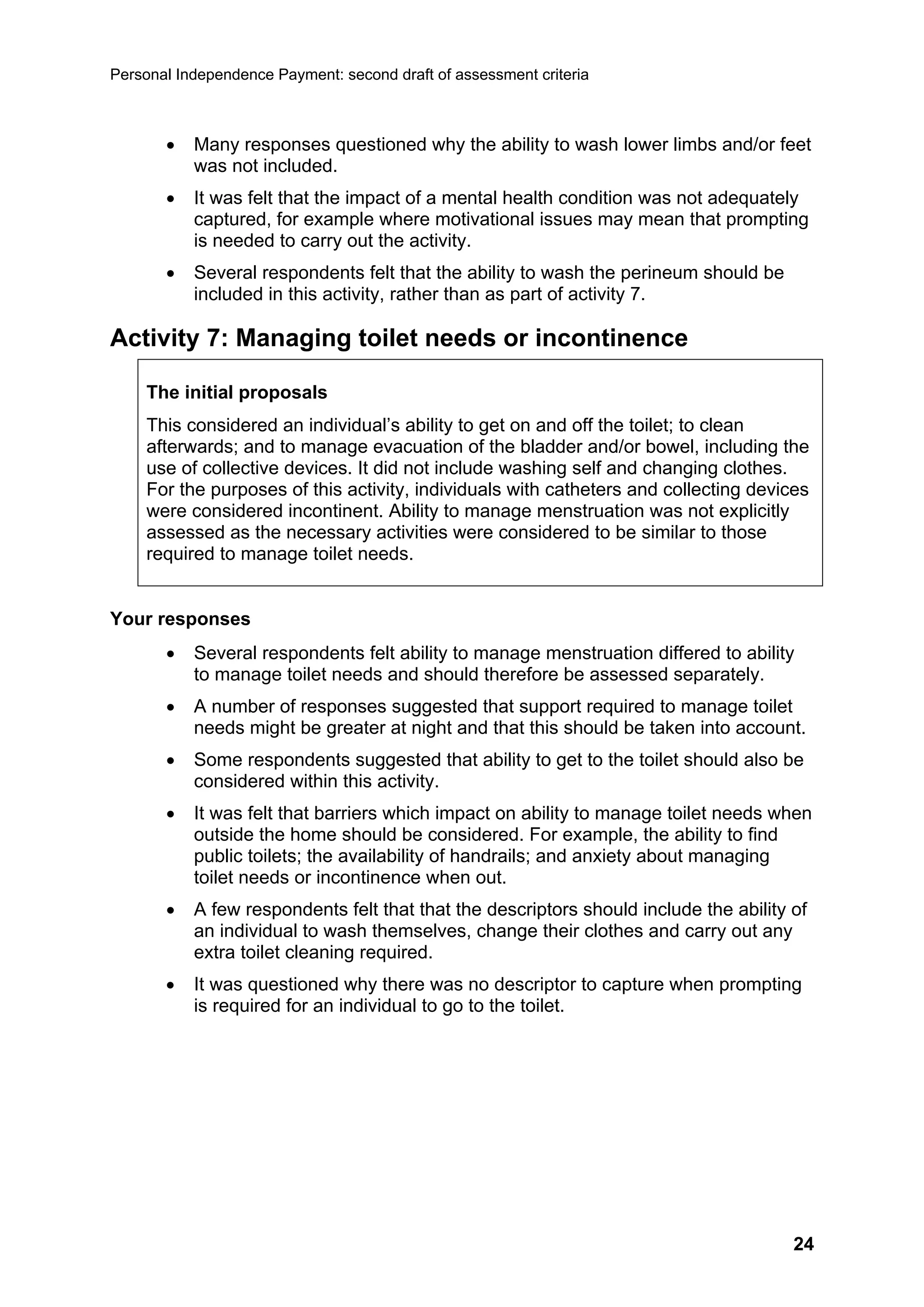 PIP second draft assessment criteria (explanatory note) | PDF