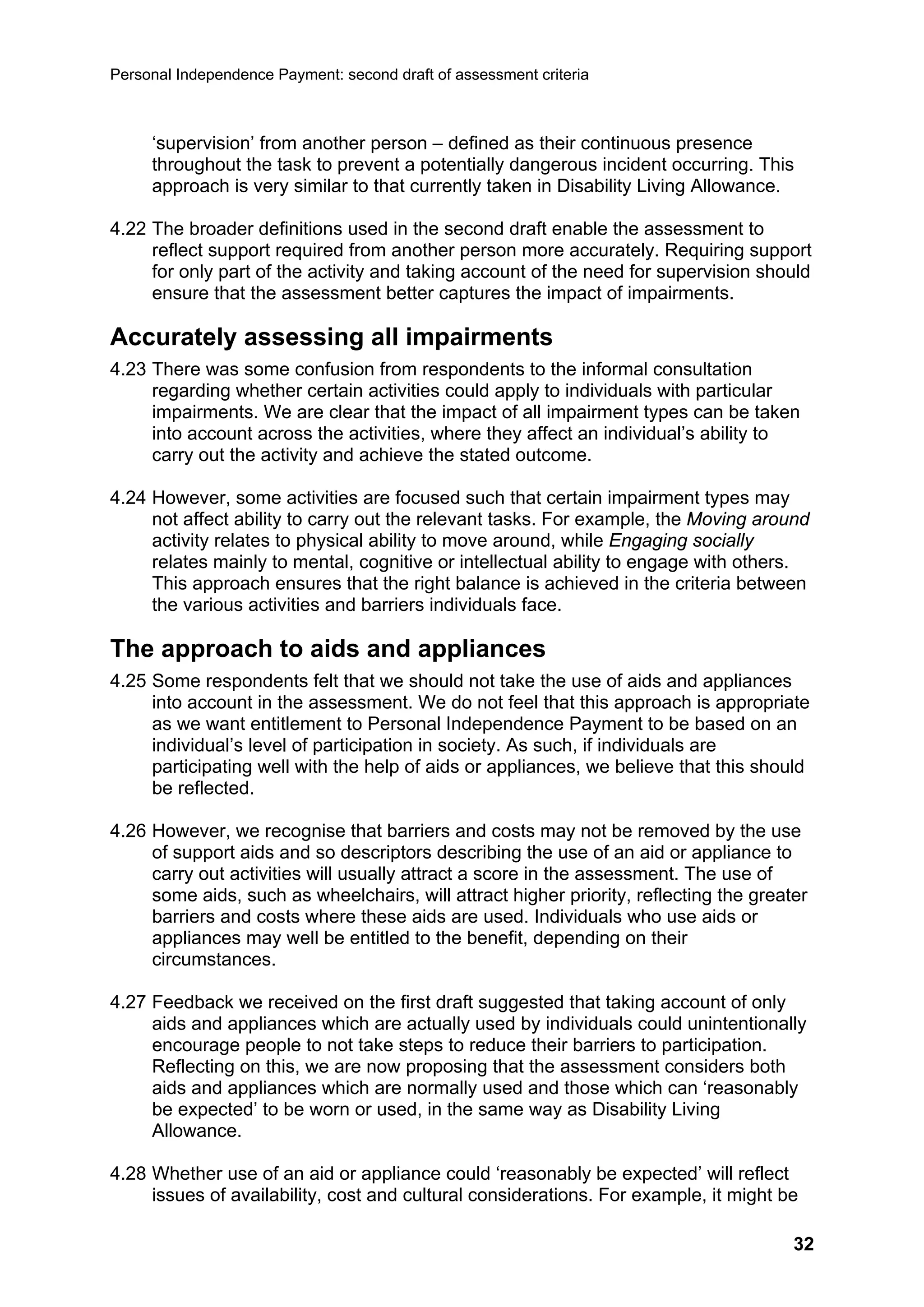 PIP second draft assessment criteria (explanatory note) | PDF