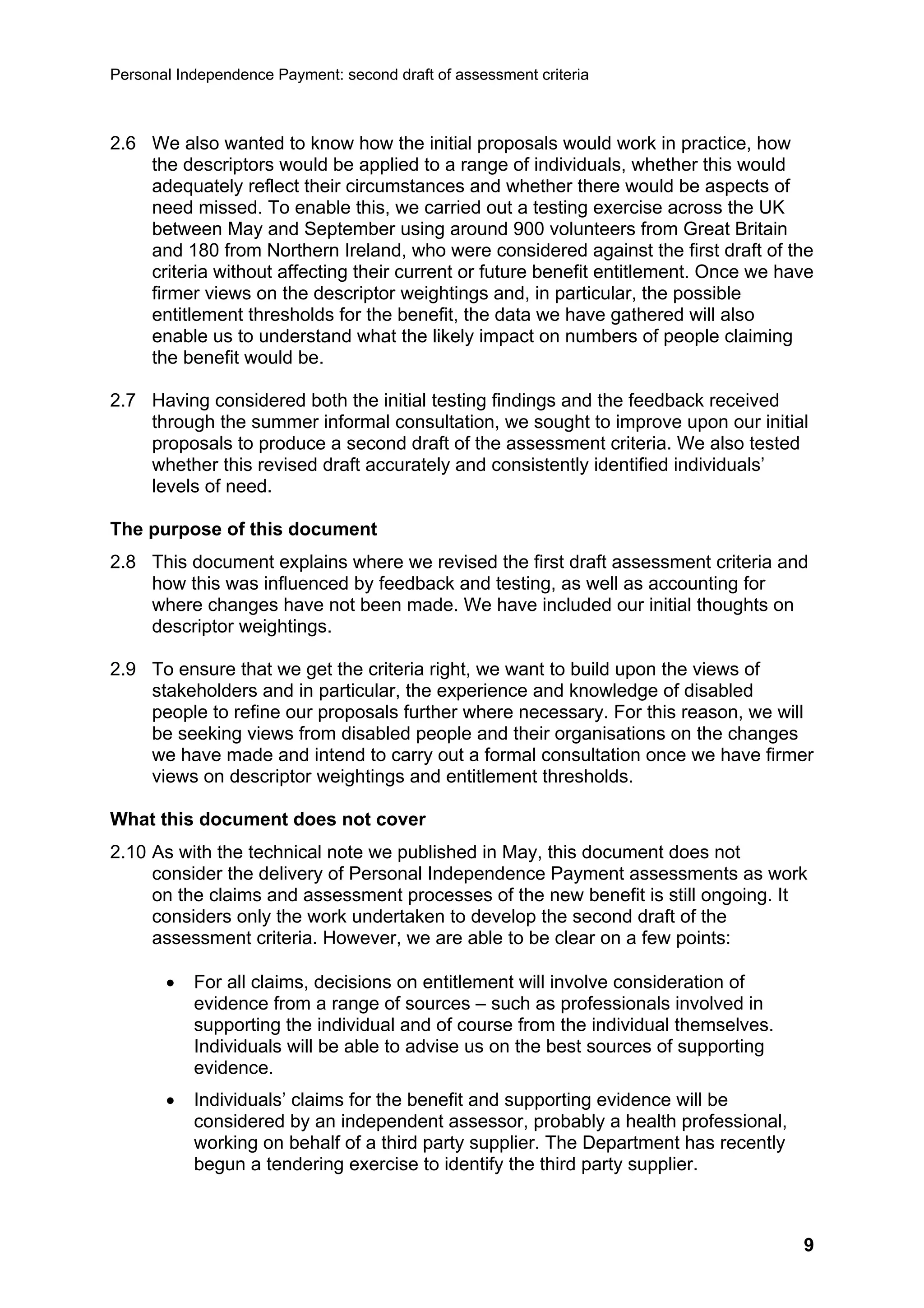 PIP second draft assessment criteria (explanatory note) | PDF