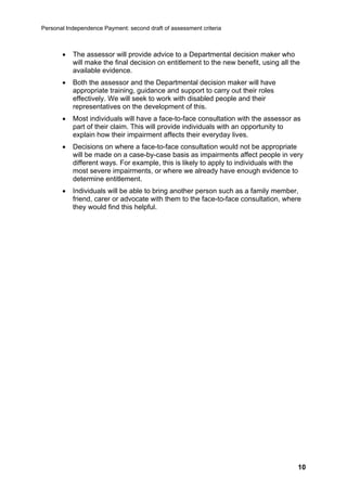 PIP second draft assessment criteria (explanatory note) | PDF