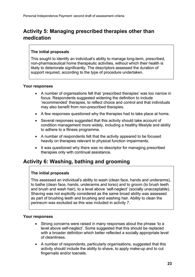 PIP second draft assessment criteria (explanatory note) | PDF