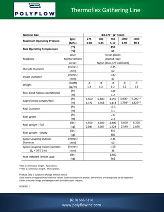 Thermoflex Data Sheets Sept 2011 | PDF