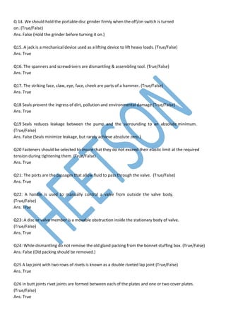 Pipe Fitter Question Paper MCQ for NAVY Apprentice Naval Shipyard | PDF