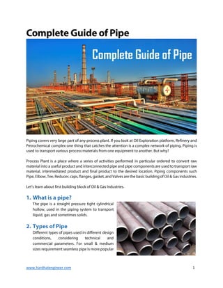 Fundamental of Pipe / Pipeline used in Process Piping. | PDF