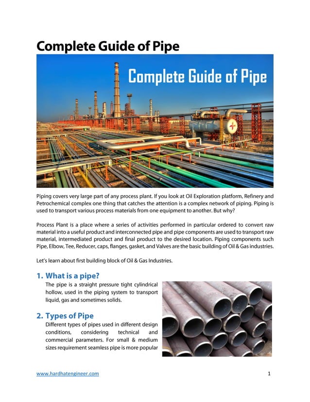 Fundamental of Pipe / Pipeline used in Process Piping. | PDF | Science