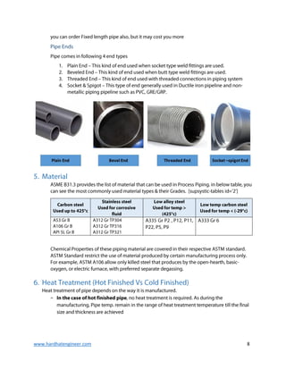 Fundamental of Pipe / Pipeline used in Process Piping. | PDF