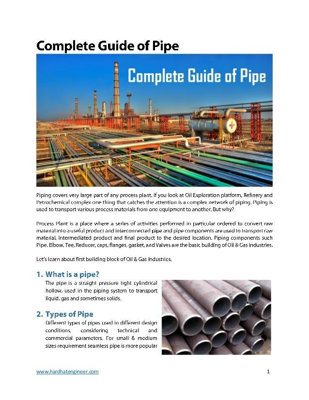 Fundamental of Pipe / Pipeline used in Process Piping.