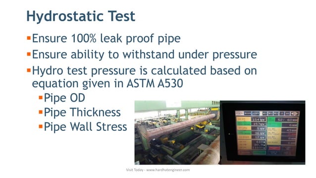 Pipe Hydrotest , Inspection, Visual and Dimensional Inspection ...