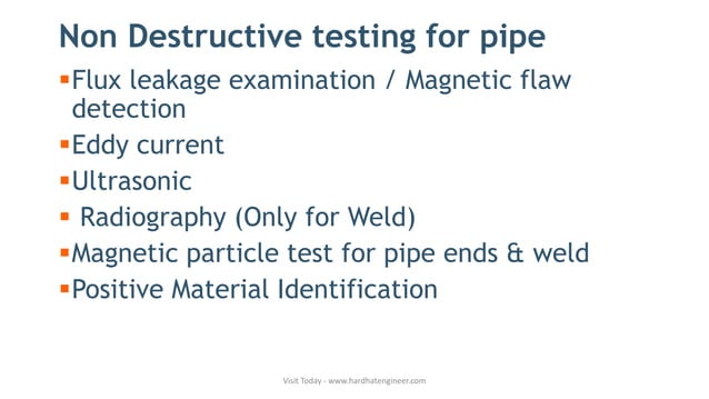 Pipe Hydrotest , Inspection, Visual and Dimensional Inspection ...