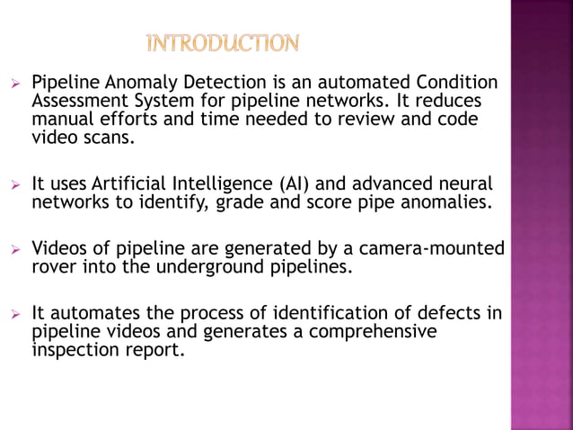 Pipeline anomaly detection | PPTX | Artificial Intelligence | Technology & Computing