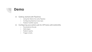 Pipeline as code using Jenkins -Ministry of Testing | PPTX