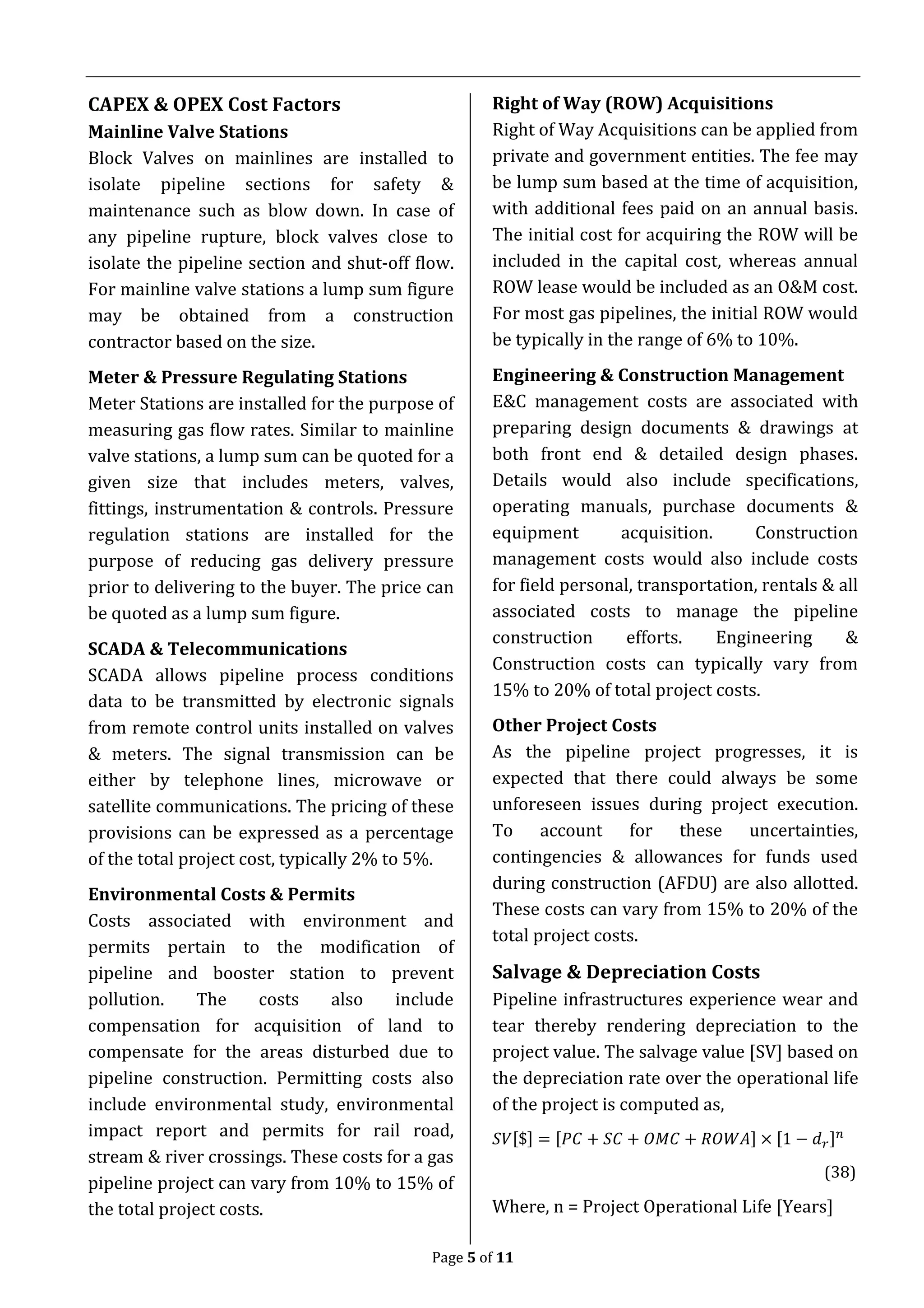 Natural Gas Pipeline Transmission Cost & Economics | PDF