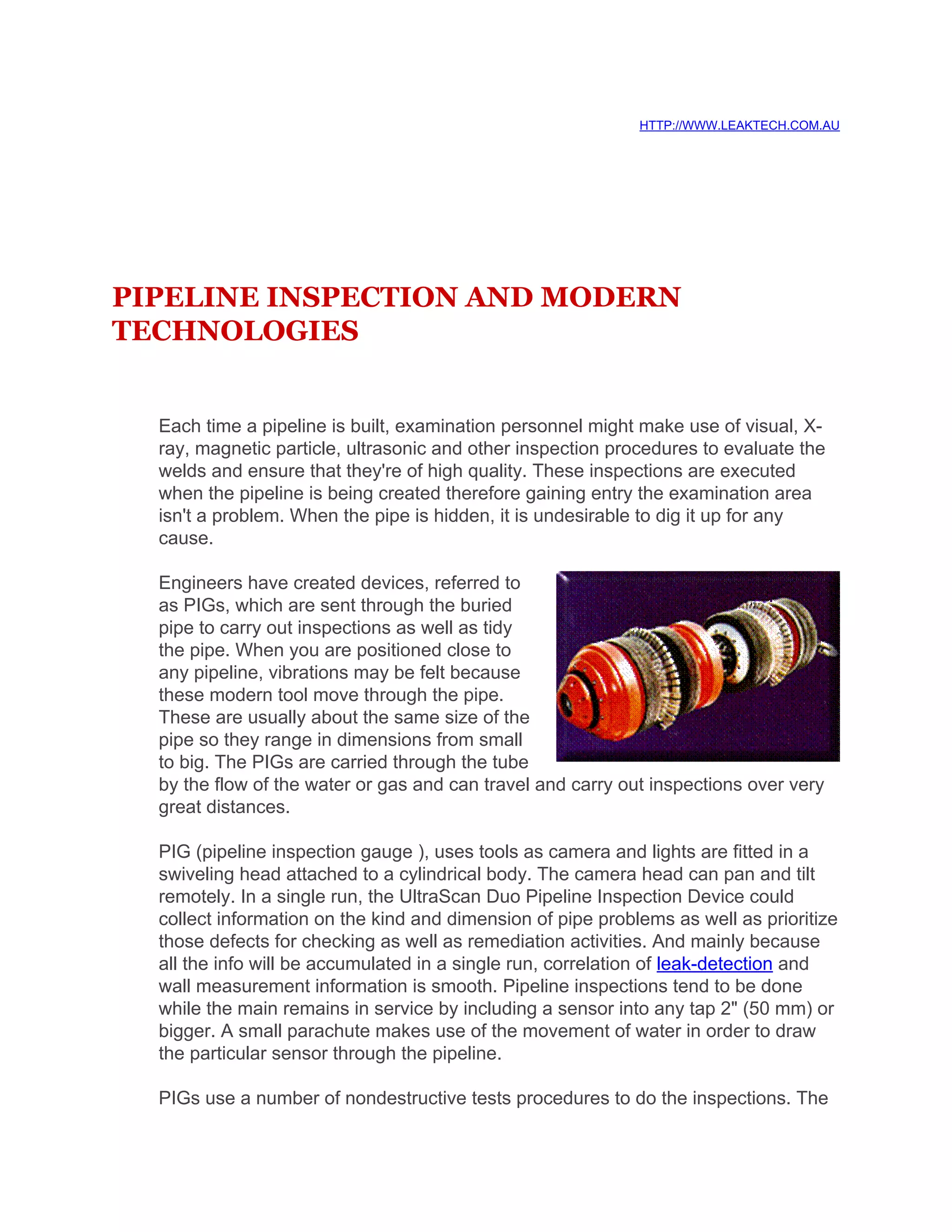 Pipeline Inspection | PDF