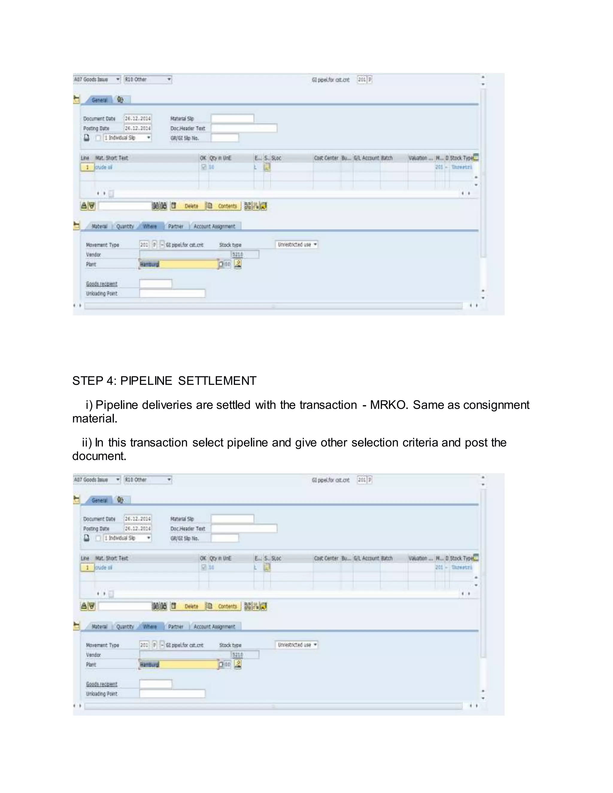 Pipeline process in SAP MM | DOCX