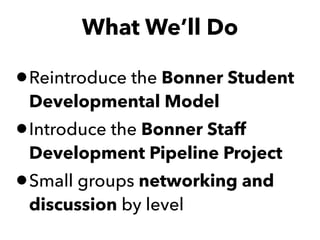 Bonner Student Developmental Model and Staff Pipeline Project | PPT
