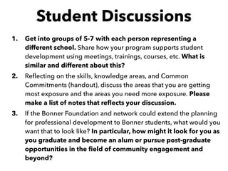 Bonner Student Developmental Model and Staff Pipeline Project | PPT