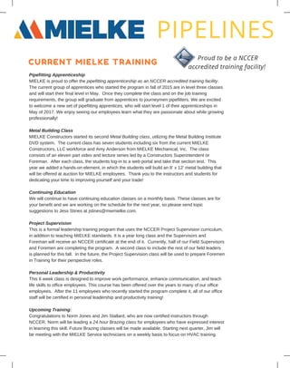 MIELKE Pipelines Newsletter | PDF