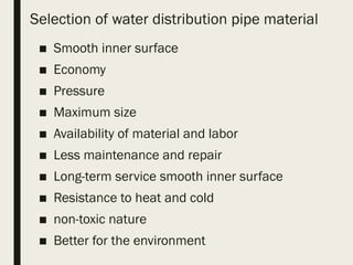 Pipe materials used for water distribution system | PPTX | Chemistry ...