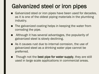 Pipe materials used for water distribution system | PPTX | Chemistry ...