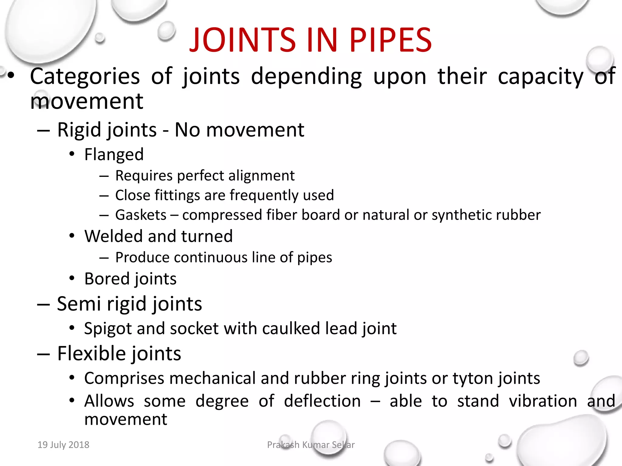 Pipe materials and types of joints [autosaved] | PDF