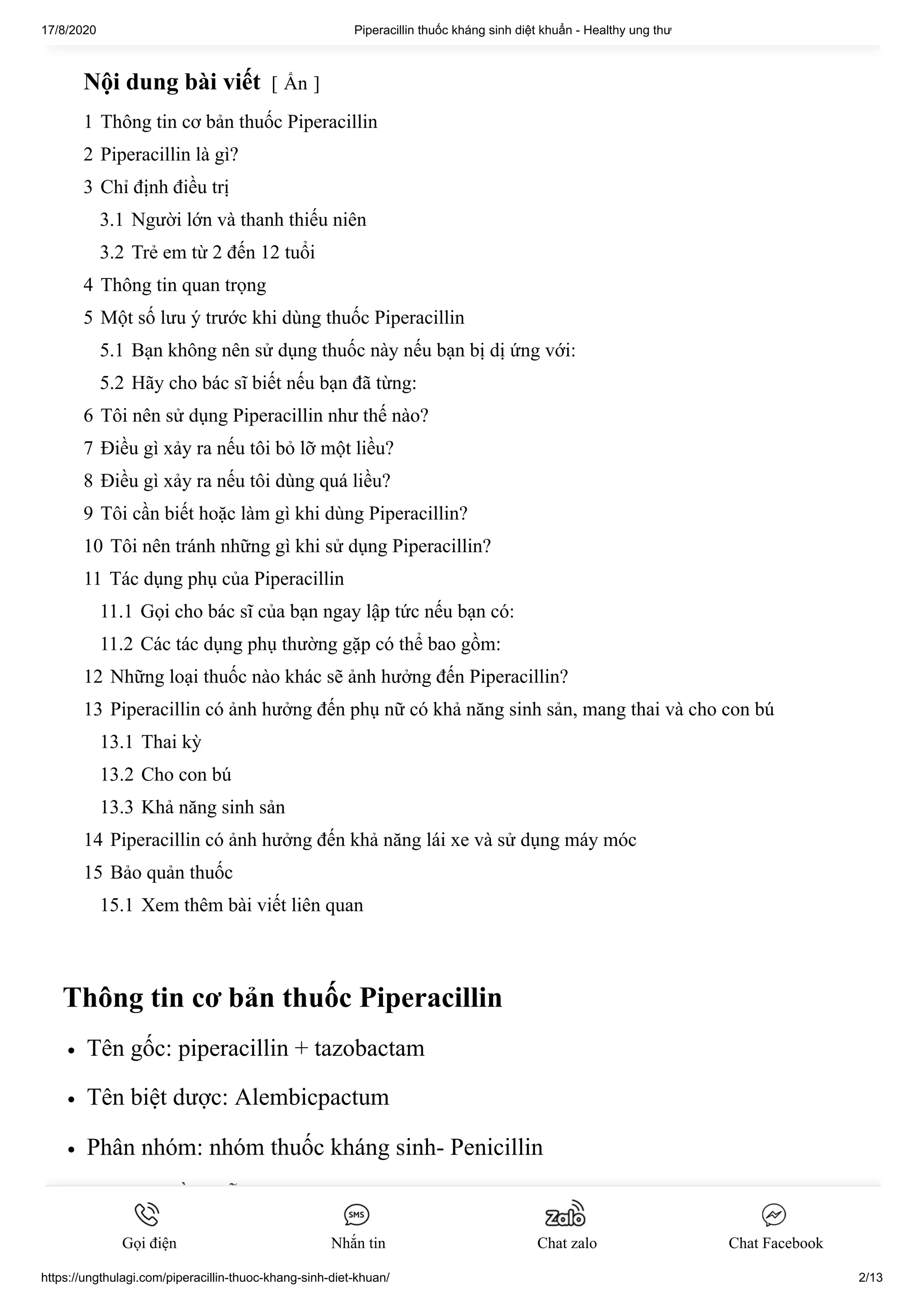 Piperacillin thuoc khang sinh diet khuan | PDF