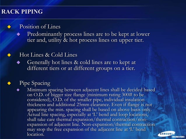 Pipe rack & rack piping | PPT | Technology & Computing
