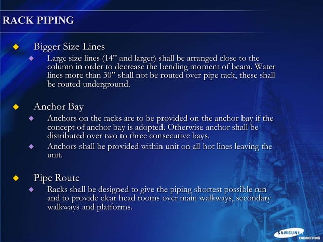 Pipe rack & rack piping | PPT | Technology & Computing