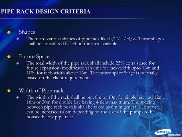 Pipe rack & rack piping | PPT | Technology & Computing