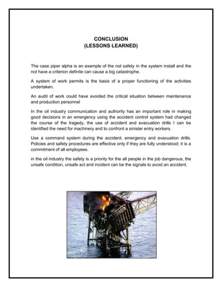 Piper alpha | DOCX | Business | Business and Finance